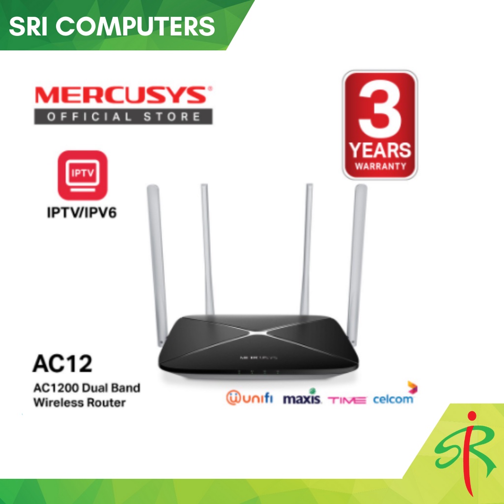 Mercusys AC12 AC1200 Dual Band Wireless Router (Powered by TP-Link ...