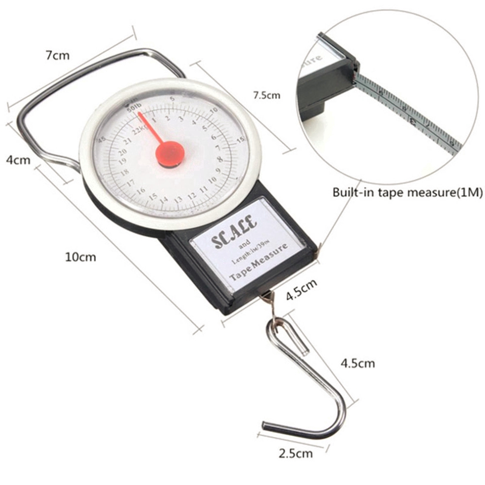 22KG Portable Fold Mini Kitchen Spring Scales Fishing Luggage Weighting ...