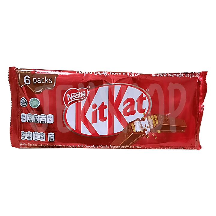Kitkat Wafer Fingers Milk Chocolate 6 Six Packs 102 grams | Shopee ...