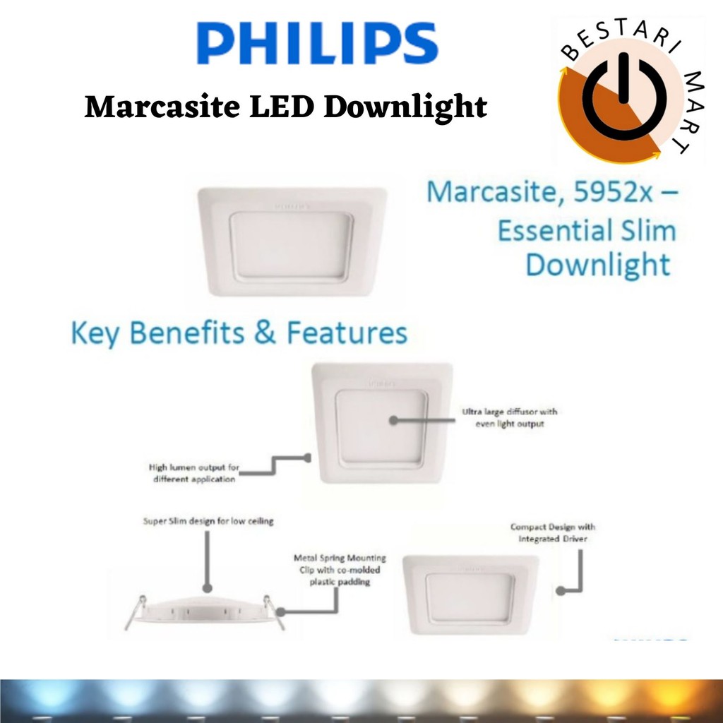 PHILIPS 59527 12W (3000K / 4000K / 6500K) -5" INCH LED MARCASITE ...