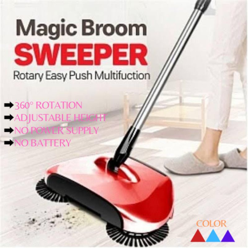 3 IN 1 MAGIC SPIN BROOM SWEEPER PENYAPU AJAIB LANTAI AUTOMATIC SMART ...