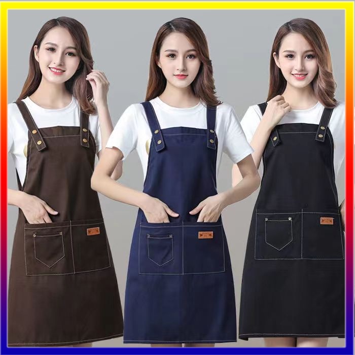 Ready Stock Korea Style Apron Kitchen H-Type Strap Design Denim Apron ...
