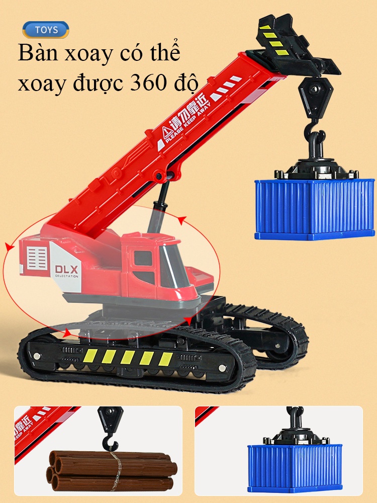 KAVY self-propelled crane model toy with crawler and 2 containers ...