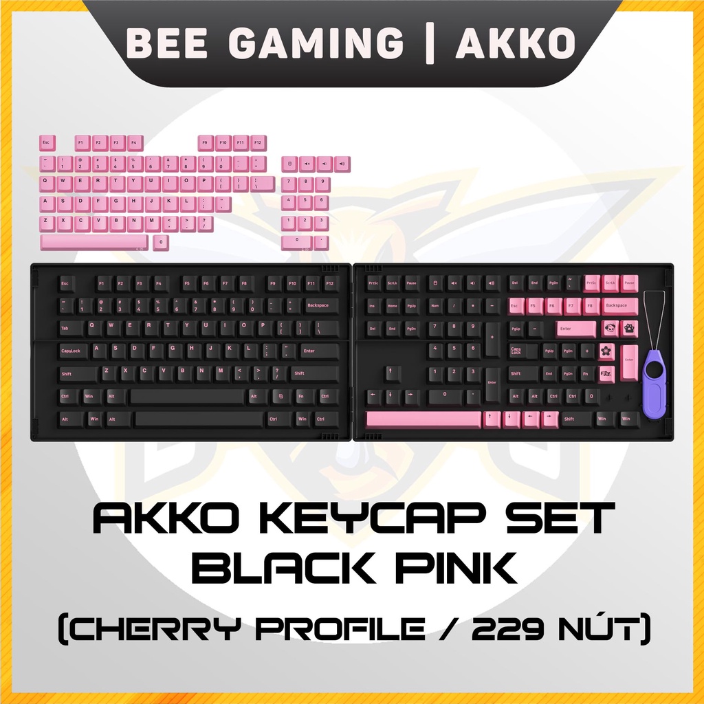 AKKO Black Pink keycap set (PBT Double Shot material, Cherry Profile ...