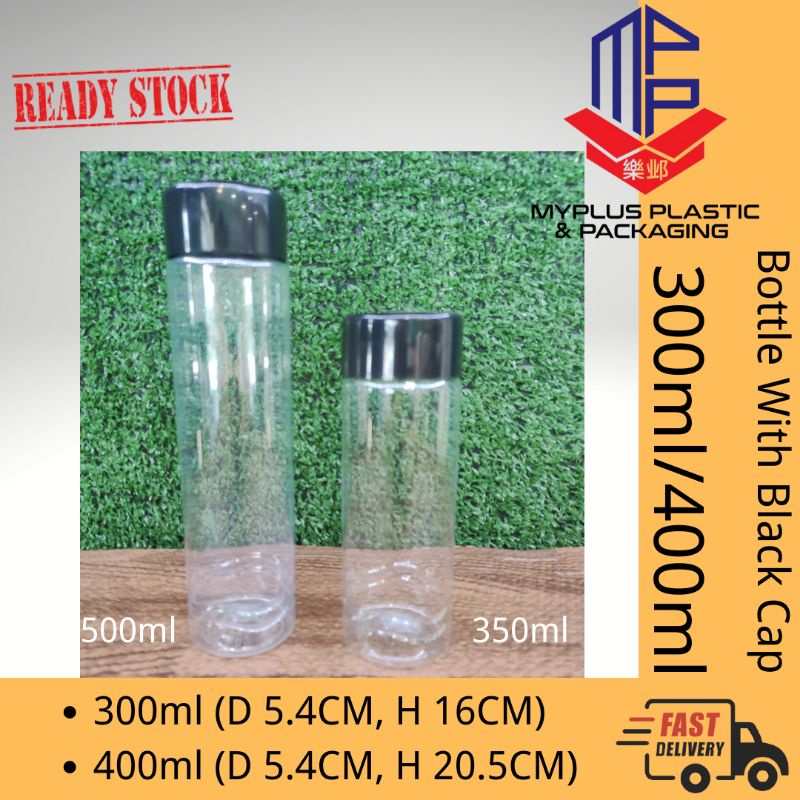 Black Bottle Plastic / Botol Plastik 400ml & 300ml BIG MOUTH | Shopee ...