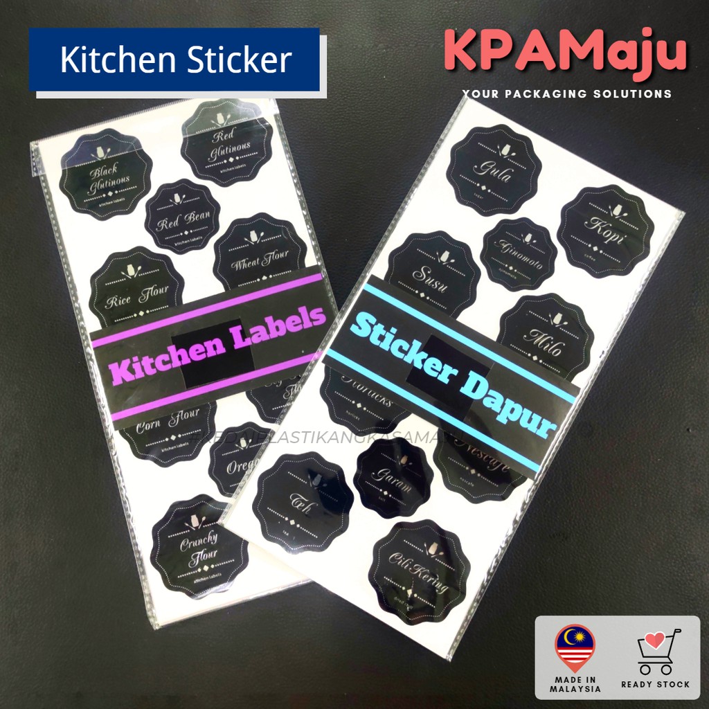 [5-in-1] Sticker Dapur / Kitchen Label / Kitchen Sticker / Pantry Label ...