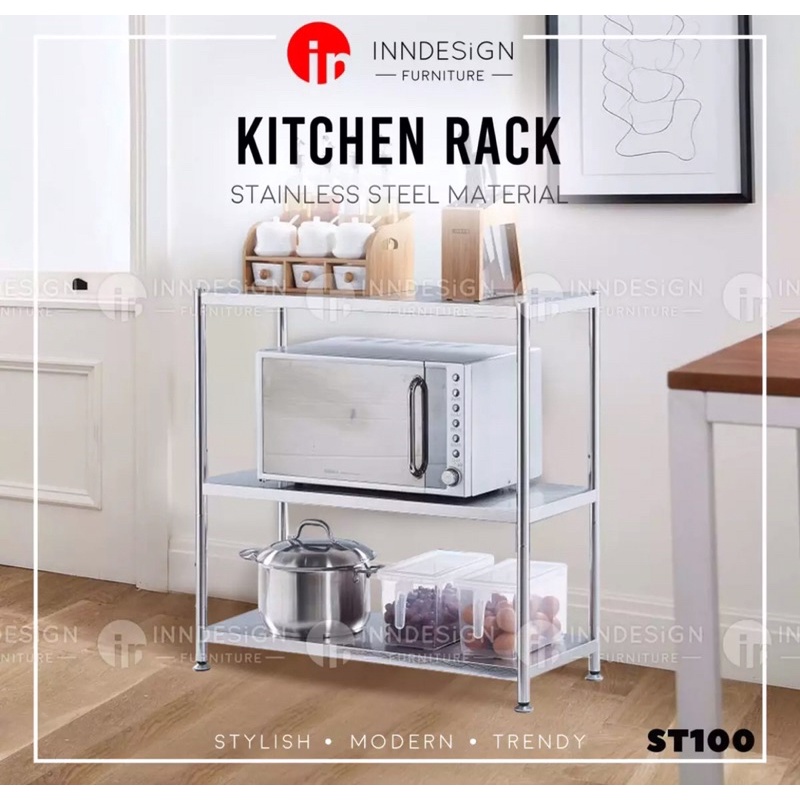 353-100 Stainless Steel Kitchen Rack (Free Installation ) | Shopee ...