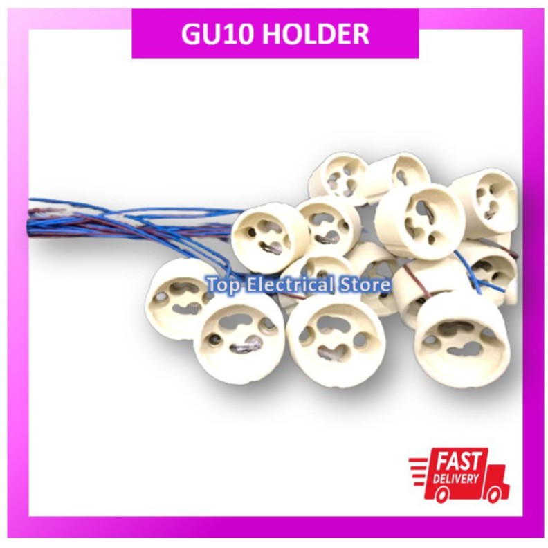 GU10 HOLDER FOR LED FITTING 15CM LAMP HOLDER CERAMIC BASE WITH WIRE ...