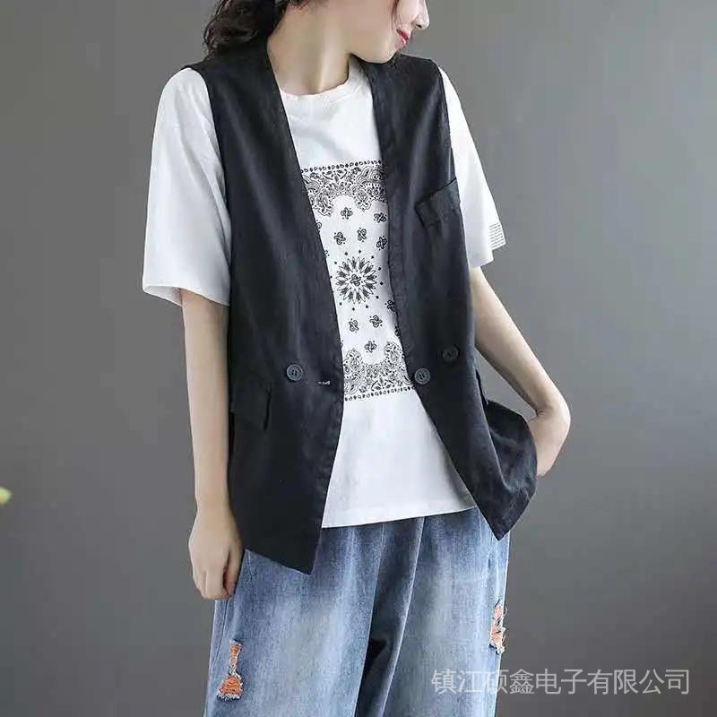 Plus Size Fat Vest Jacket Women Loose All-Match Sleeveless Waistcoat ...