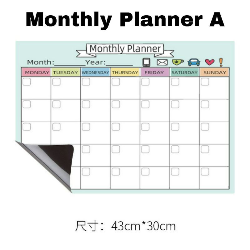 [SG SELLER] [FREE 1x MARKER] Monthly Planner A Magnetic Whiteboard ...