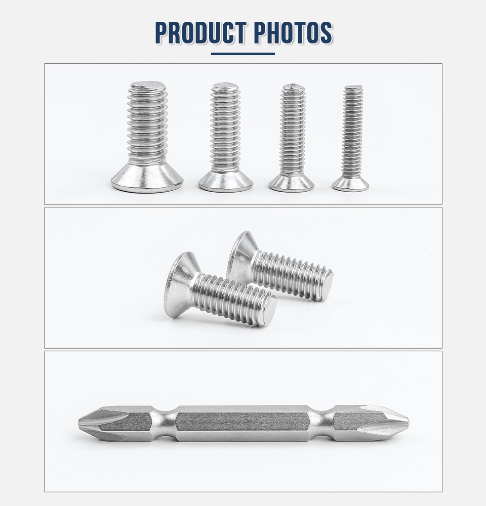 NINDEJIN Flat Head Screw Set M4-M8 304 Stainless Steel Countersunk Flat ...