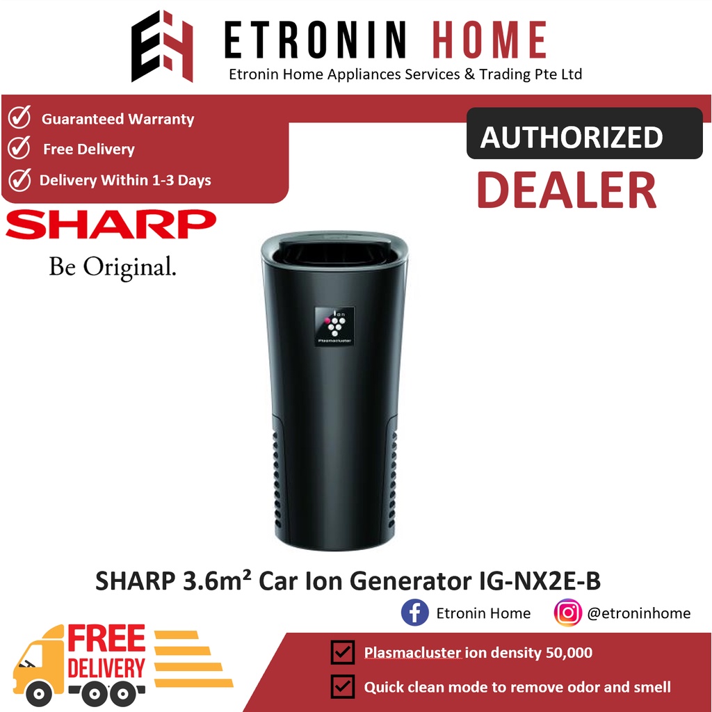 SHARP 3.6m² Car Ion Generator IG-NX2E-B | Shopee Singapore