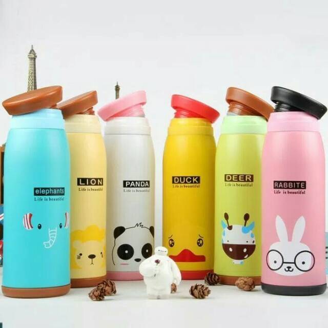 Animal Water Flask Character Cute Unique Hot Cold Kids Drink Bottle ...
