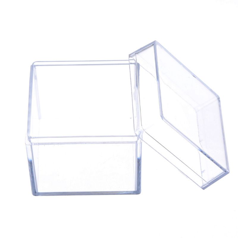Clear Acrylic 5 Sided Jewelry Display Storage Box Case Square Cube ...