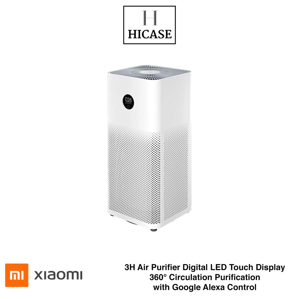 3H Air Purifier Digital LED Touch Display 360° Circulation Purification ...