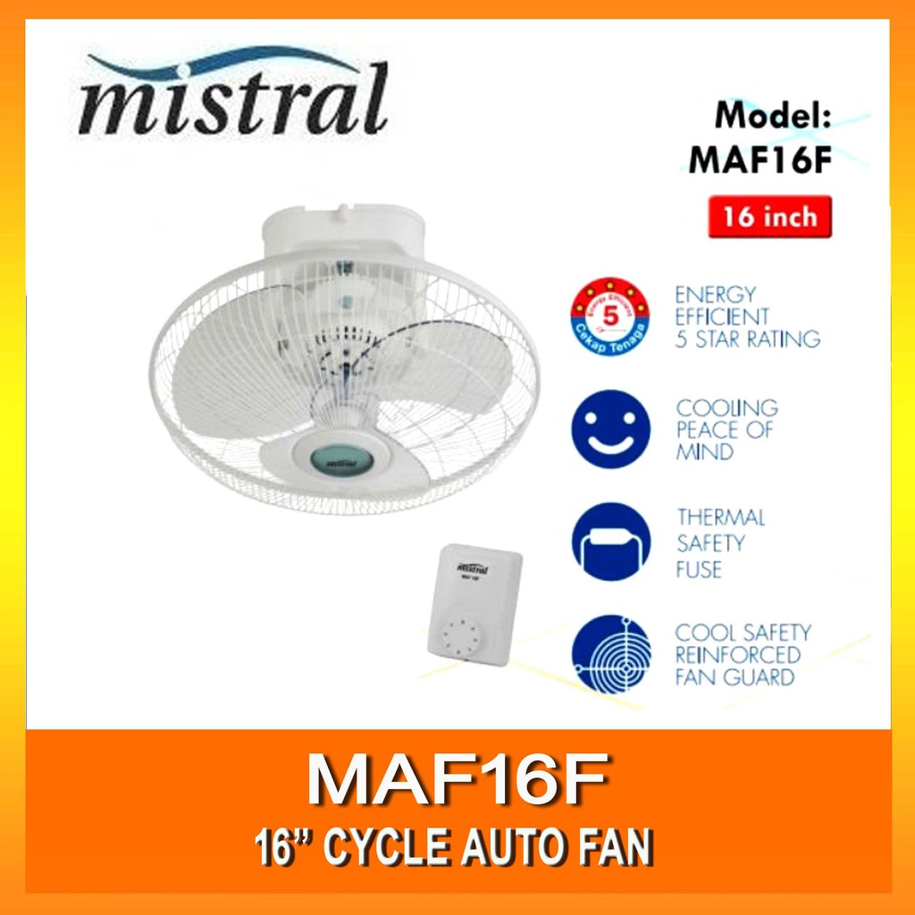 MISTRAL MAF16F 16 Inches Cycle Auto Fan | Shopee Singapore