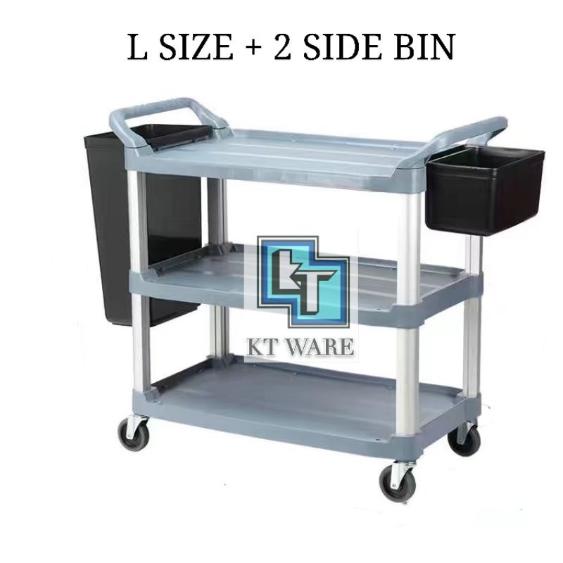 KT WARE Plastic 3-Tier Utility Cart Trolley foodcourt cart restaurant ...