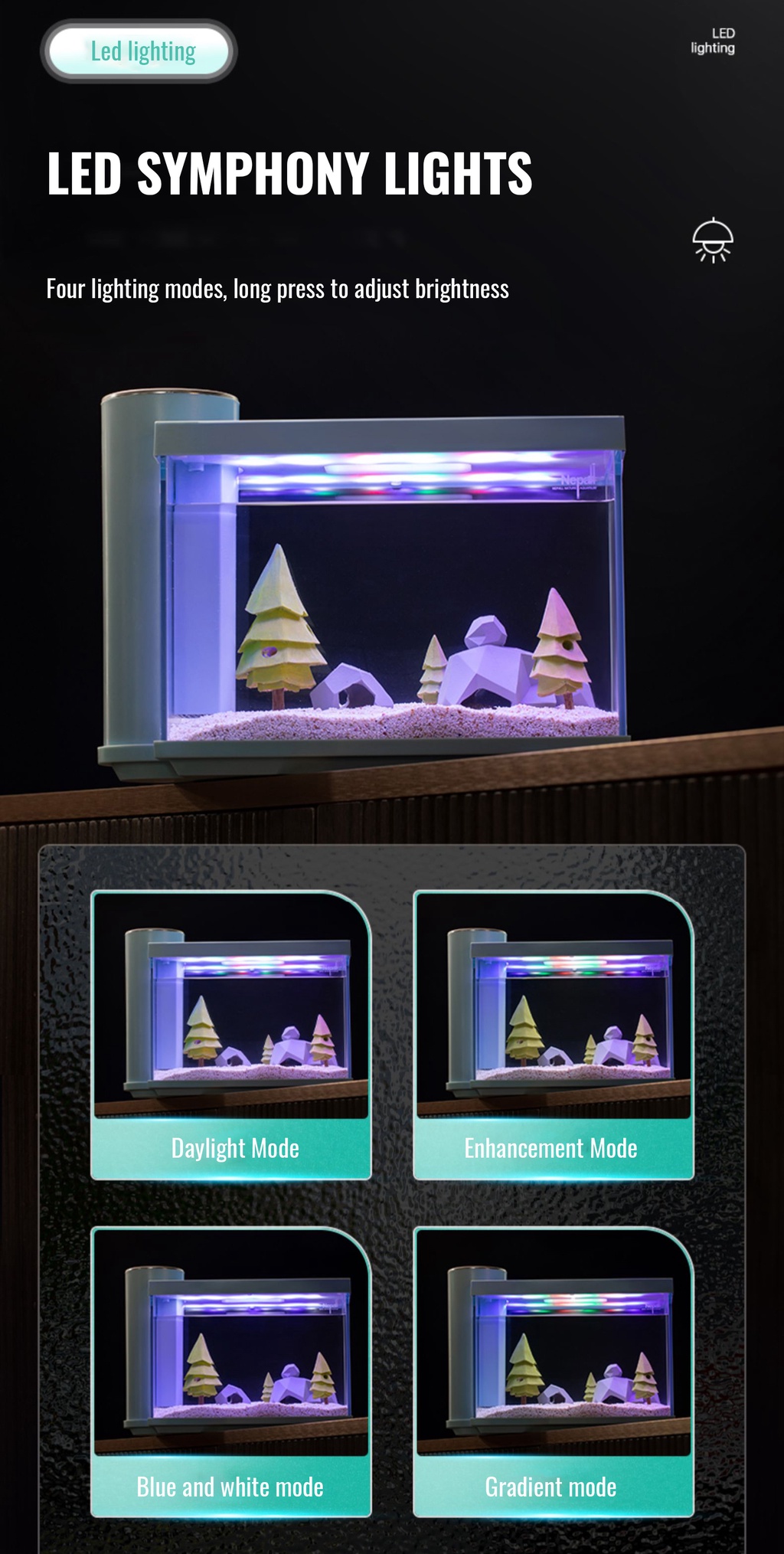 Nepall Mini Desktop Fish Tank, Ecological Glass Fish Tank With Filter ...