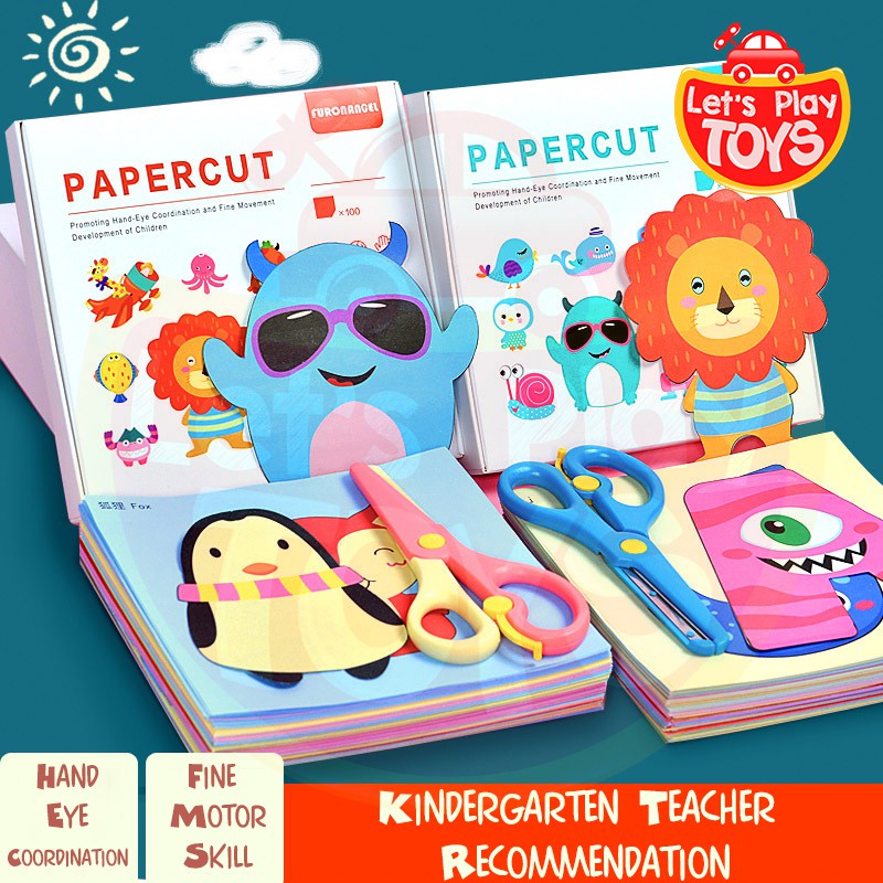 Paper Cutting Set with 2 Pairs of Child-Safe Scissors Beginners ...