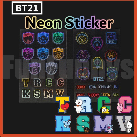 [BT21] Korean BTS Goods BT21 Neon Sticker Red+Black set | Shopee Singapore