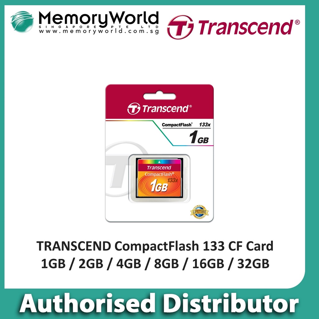 TRANSCEND CompactFlash 133x CF Card, 1GB / 2GB / 4GB / 8GB / 16GB / 32GB. Singapore Local 1 ...