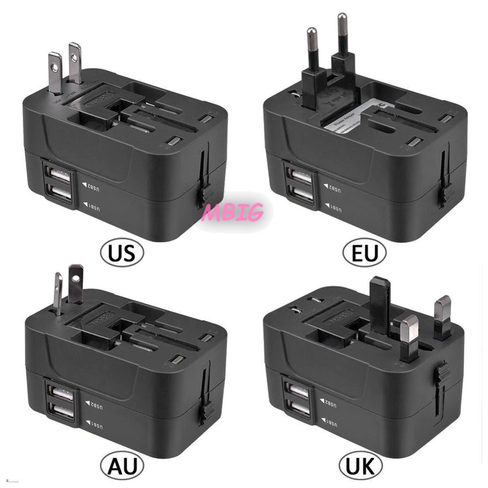【Ready Stock】Universal travel adapter US/EU/UK/AU multi-plug charger ...