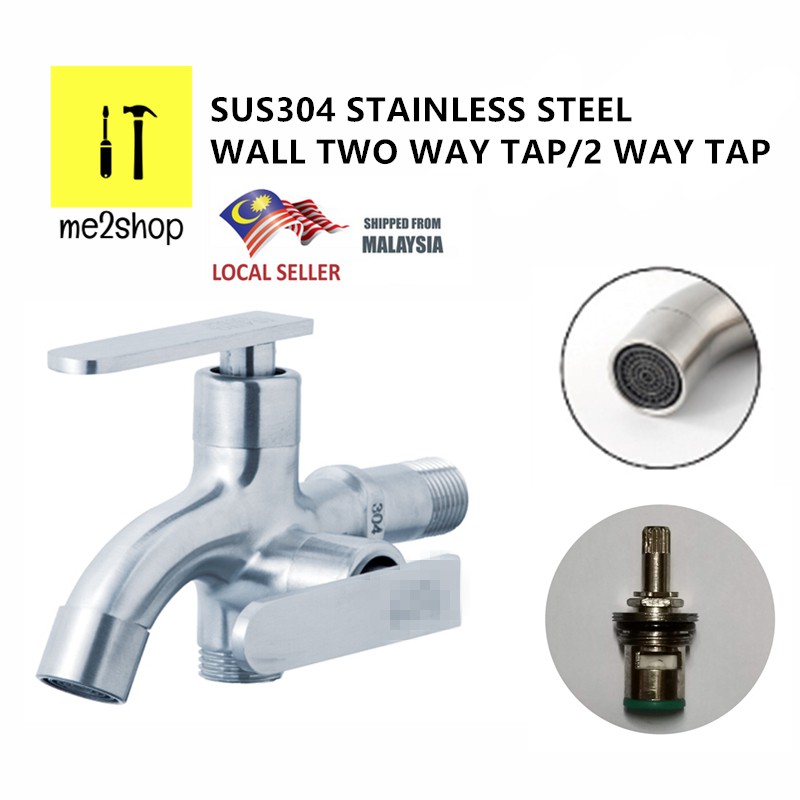 SUS304 STAINLESS STEEL WALL TWO WAY TAP/2 WAY TAP | Shopee Singapore