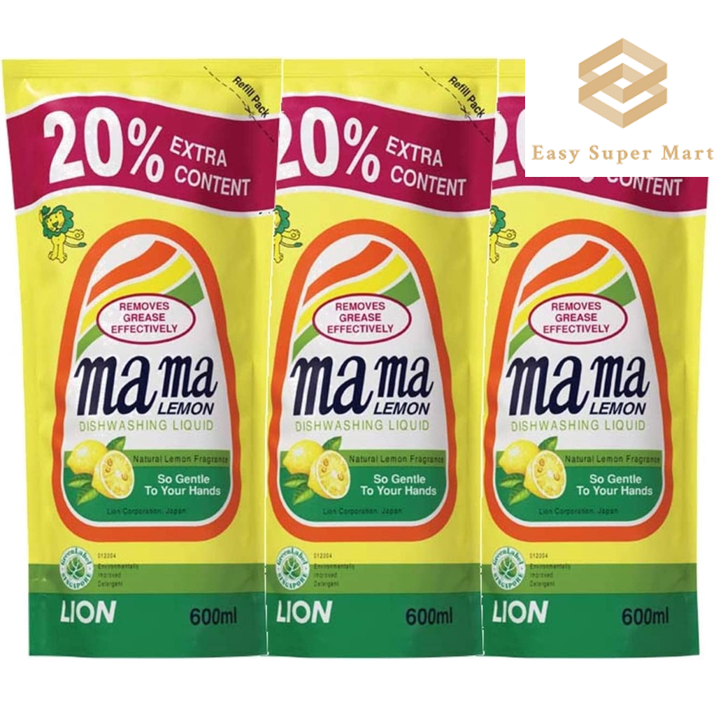 [ Bundle of 3 Packs ] Mama Lemon Dishwashing Liquid Refill, 600ml ...