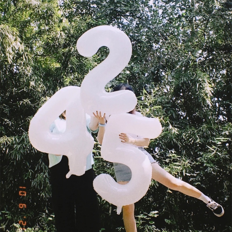 0-9 Aluminum Foil Balloons 32 Inch White Digital Balloons Floating ...