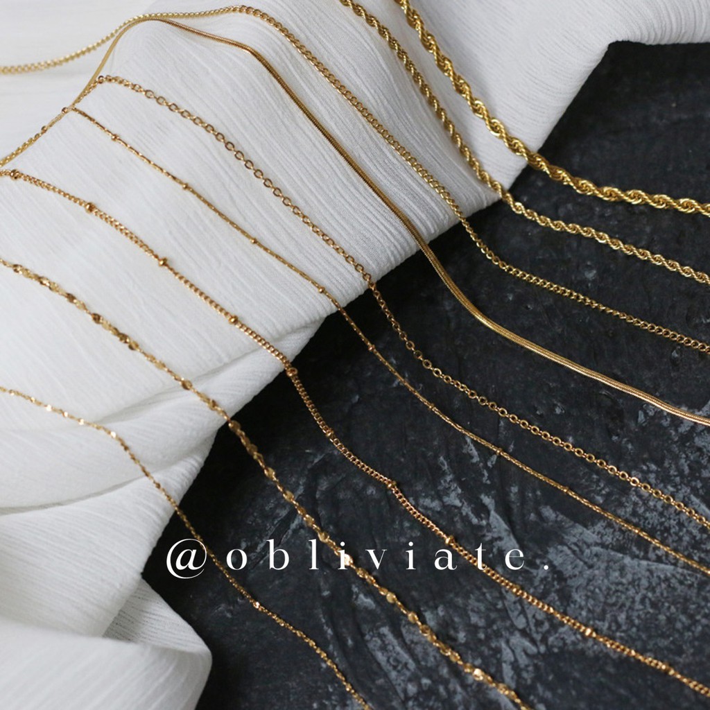 Basic Layer Stackable Gold Silver Chain Necklace • Waterproof Non ...