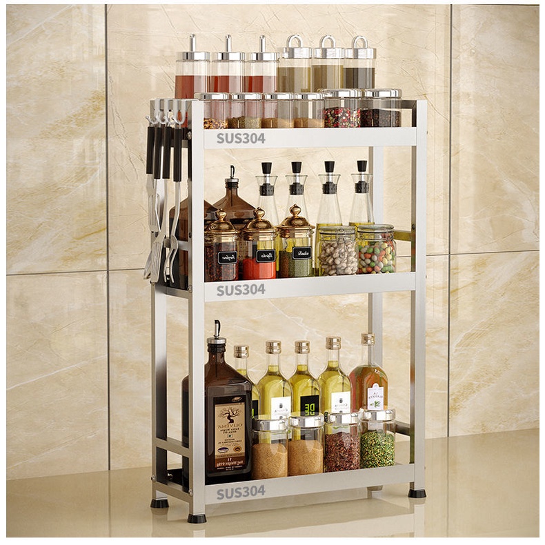 304 stainless steel kitchen condiment storage rack narrow table ...