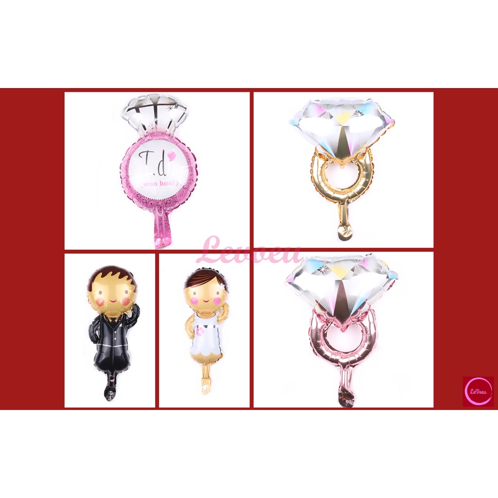 [SG In-stock Seller] Foil Balloons wedding Ring groom and bride ...