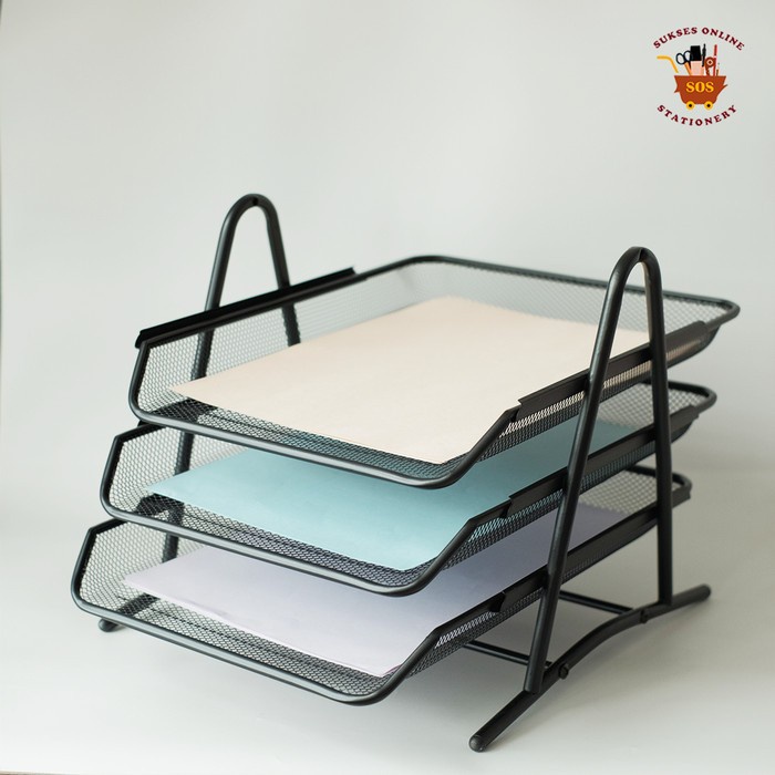 Document Rack/3-Tier Iron LETTER TRAY/MICROTOP/Shelf On The Office Desk ...