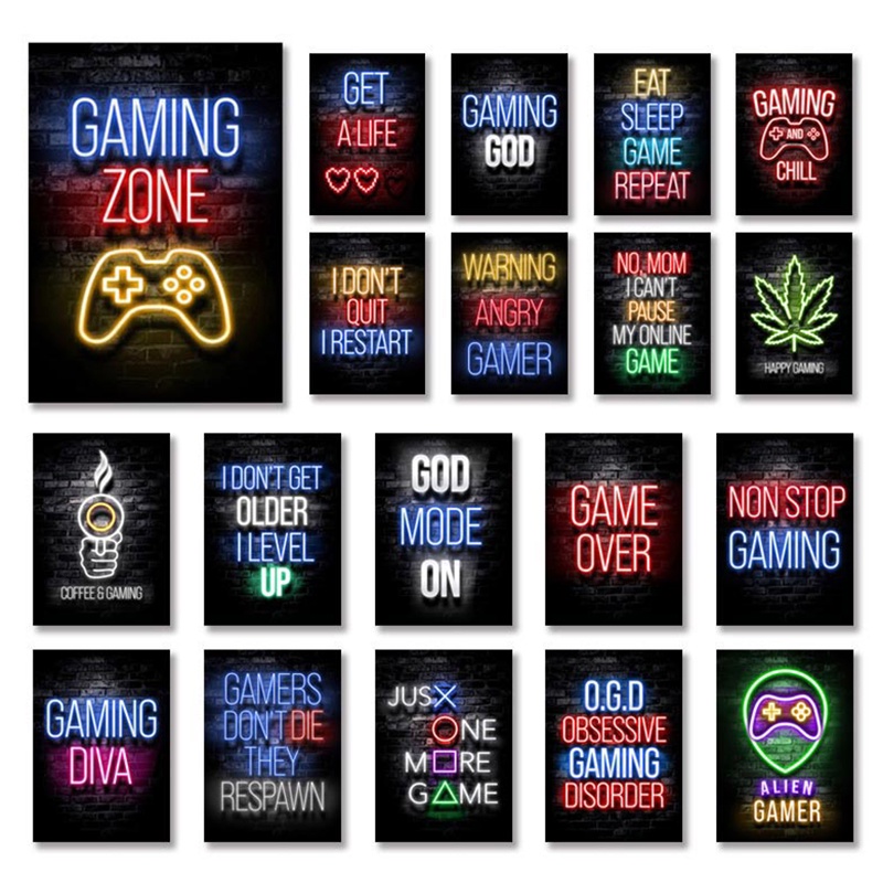 Gaming Room Decoration Poster Wall Art Video Game Canvas Painting ...