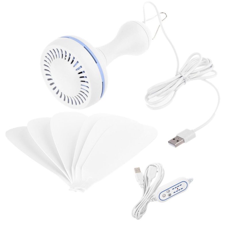 Stat Silent 6 Leaves USB Powered Canopy Ceiling Fan 2 4 8 Hours Timer 4 ...