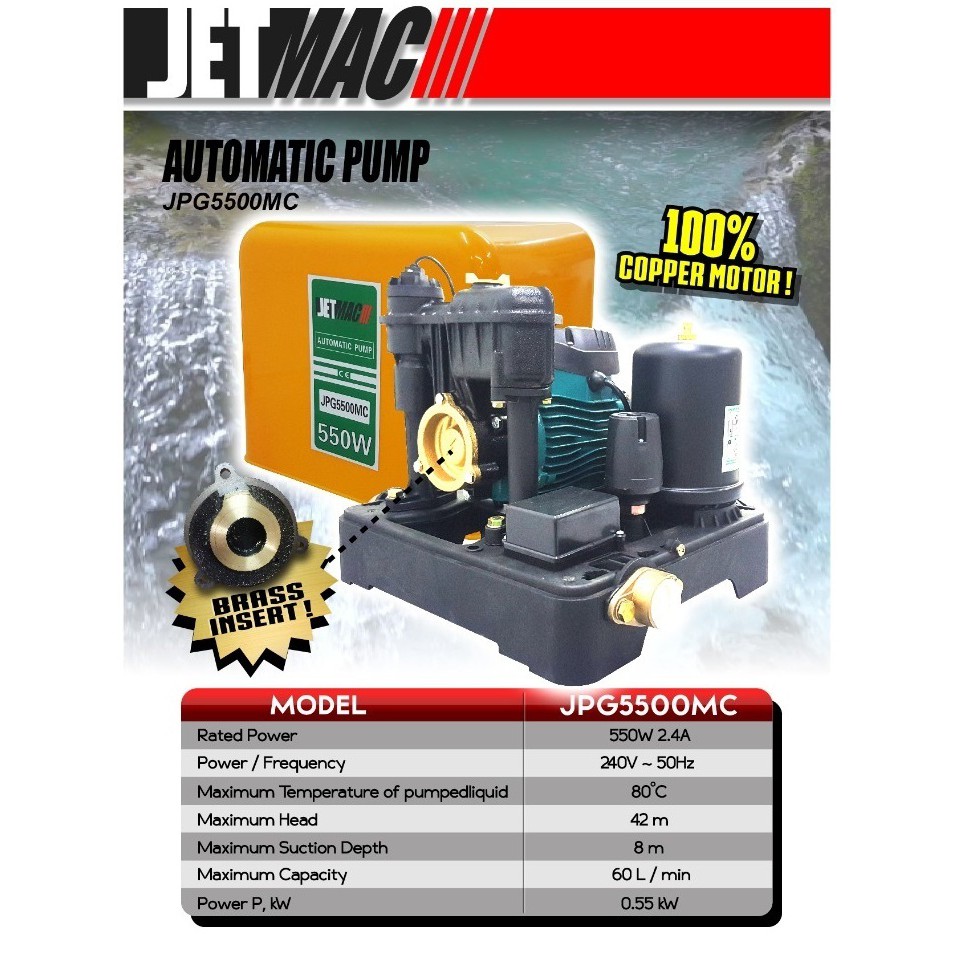 JETMAC JPG5500MC 550W Auto Constant Pressure Booster Pump | Shopee ...
