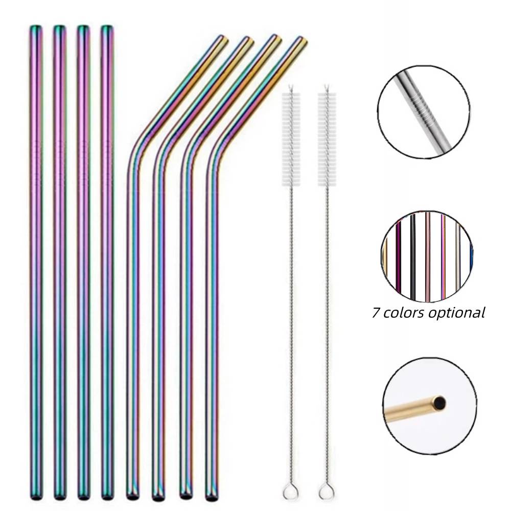 Metal Straws Reusable Straws Colorful 304 Stainless Steel Straws