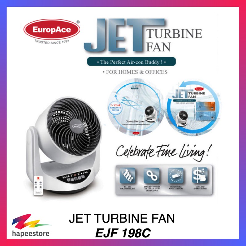 EuropAce Jet Turbine Fan - EJF198C EJF 198C (3 Years Warranty) | Shopee ...
