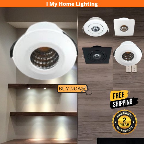 Performance LED Eyeball 3W Cabinet Light Round Square Recess Downlight ...