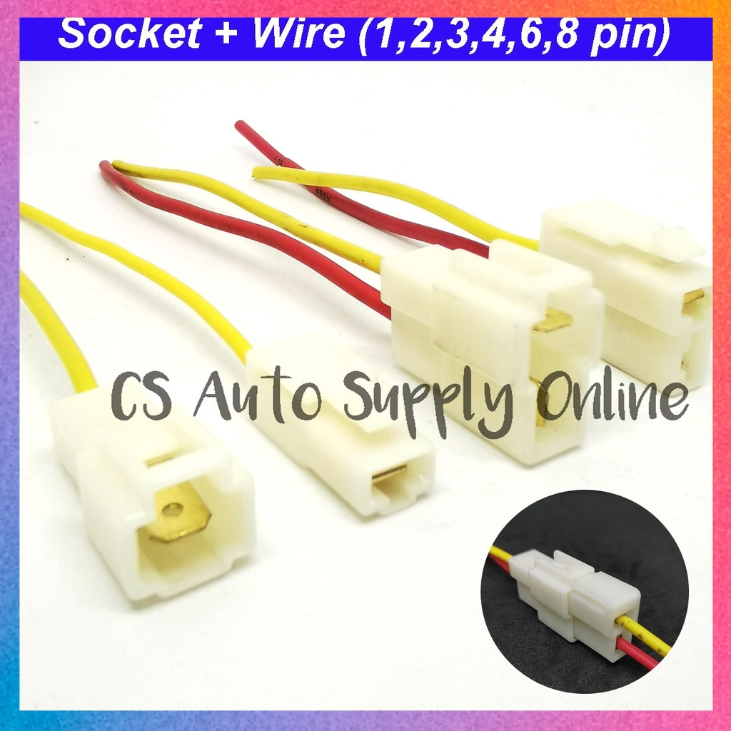 CS 1/2/3/4/6/8PIN Male Female Socket Wayar Lampu Sambung Connector Plug With Wire Cables Harness ...