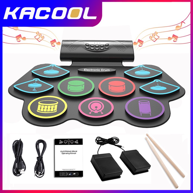 Electronic Drum Kit Digital Built-in Dual Speaker Practice Drum Set ...