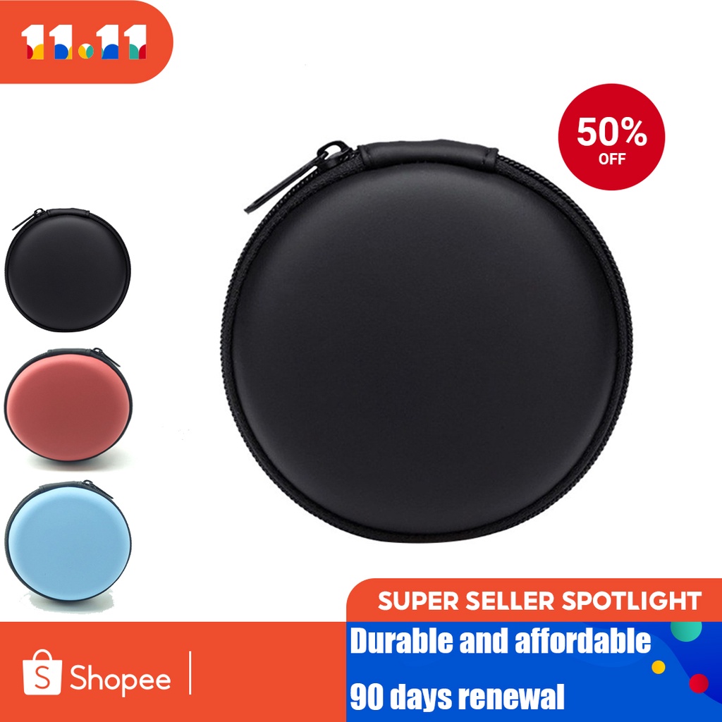 Earphone Carry Case, Small Round Pocket Earbud Travel Carrying Case ...
