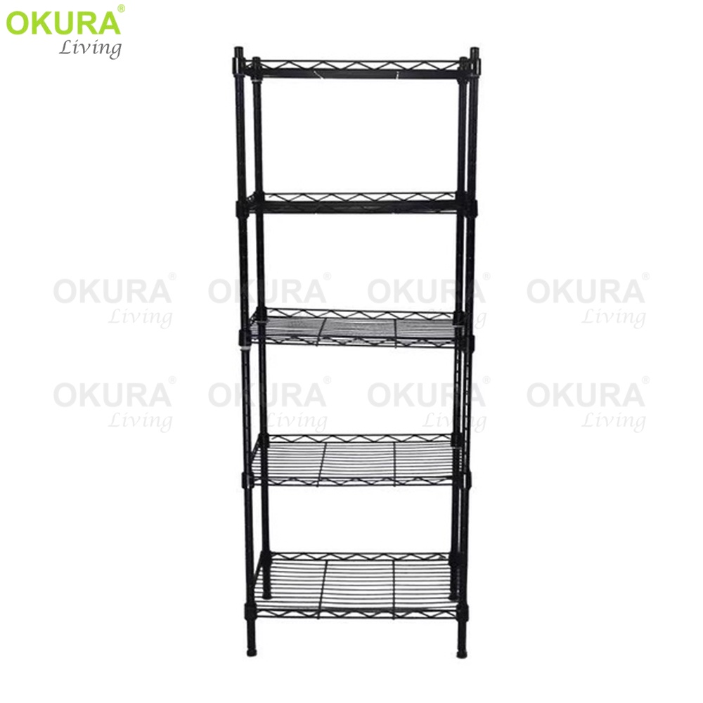 OKURA 3 / 4 / 5 Tier Metal Wire Shelf Multipurpose Adjustable Storage ...