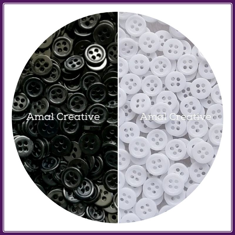 Mini Round 4 Holes 8mm Buttons | Mini Black And White Plastic Buttons ...