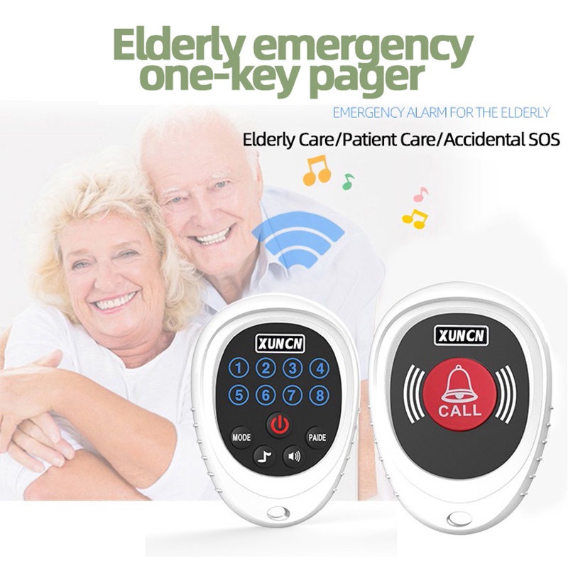 Wireless Caregiver Pager Smart Call Button Transmitter With Receiver ...