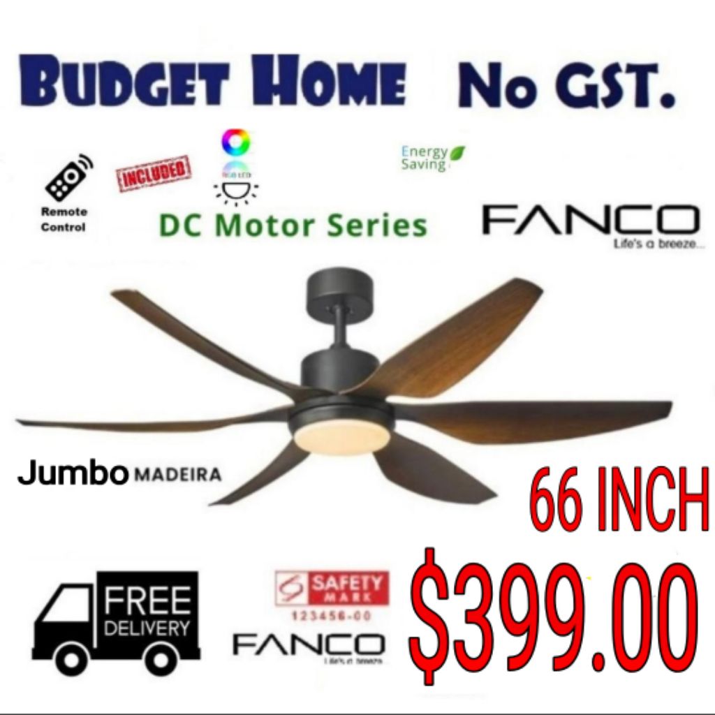 Dc ceiling fan CO-fan Fanco heli 66 inch DC fan with light | Shopee ...
