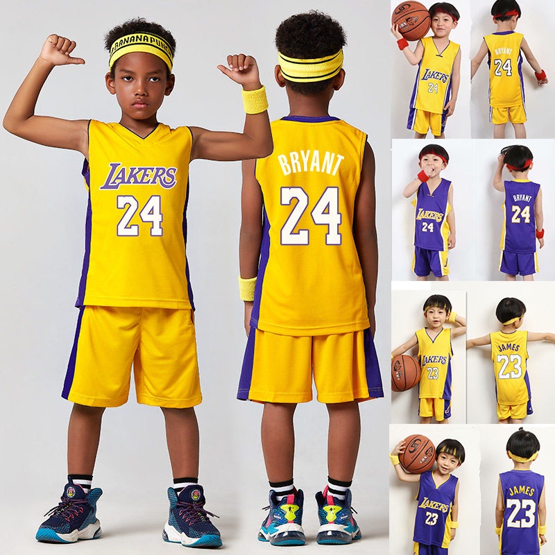 2Pcs/Set Basketball Jersey Kids NBA Lakers Kobe/James Basketball Jersey ...