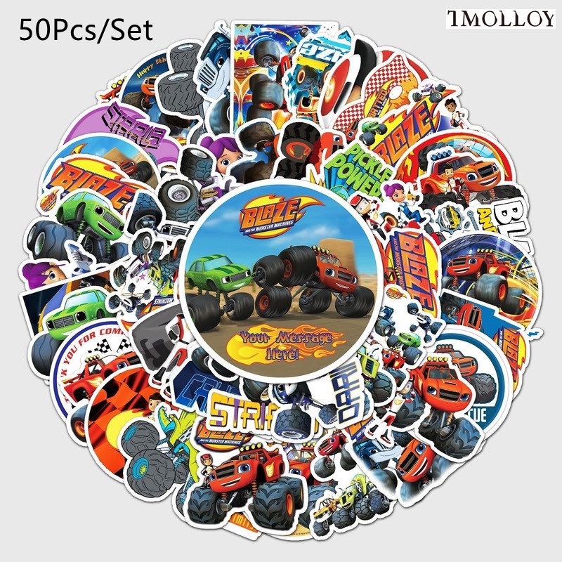 [T] 50Pcs/Set Blaze and The Monster Machines Sticker Cartoon Waterproof ...