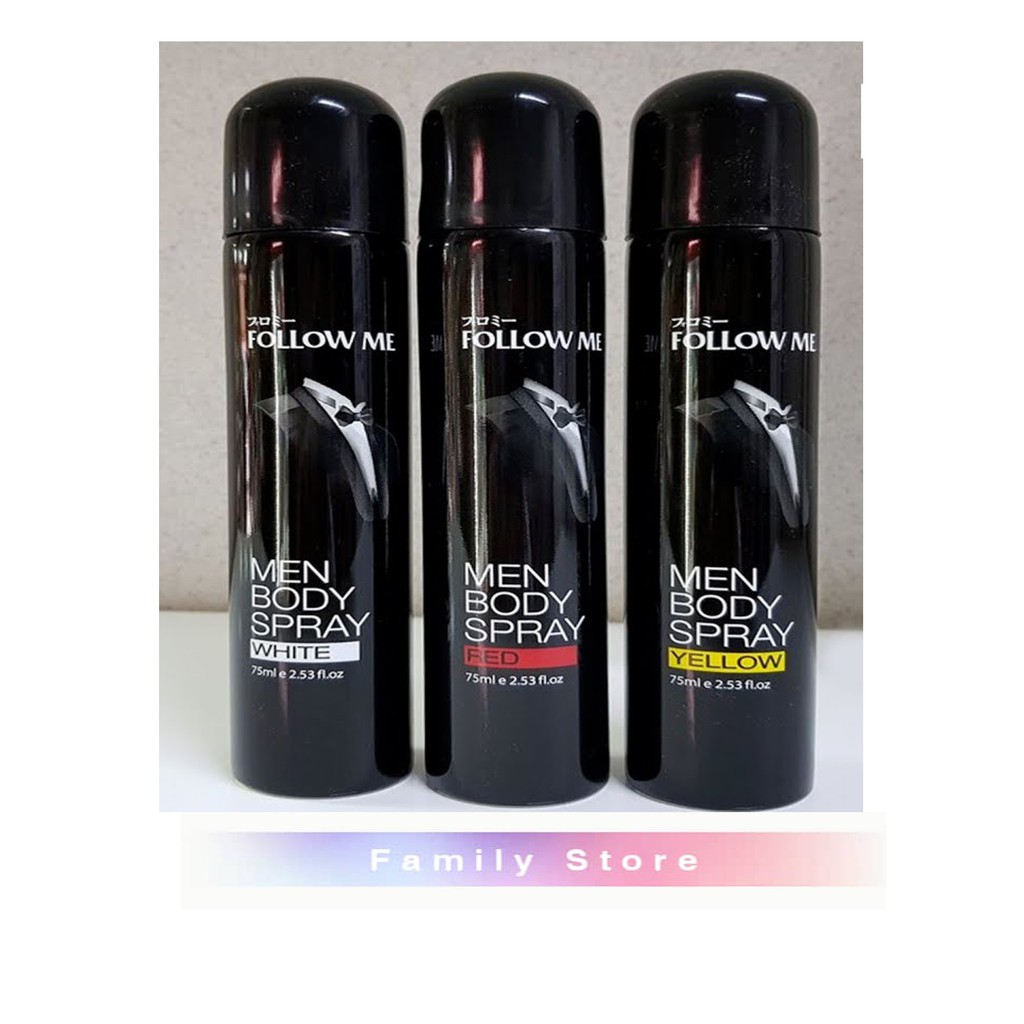 FOLLOW ME MEN BODY SPRAY - WHITE / YELLOW / RED (75ML) | Shopee Singapore