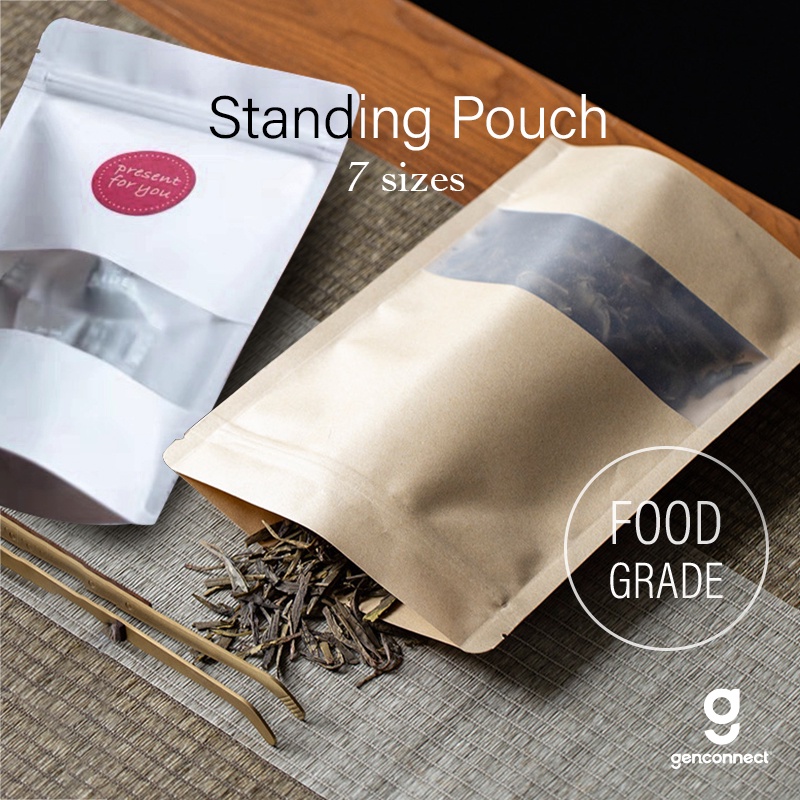 Resealable Zip lock Kraft Standing Pouch Frosted Window Zipper Bag Hari ...